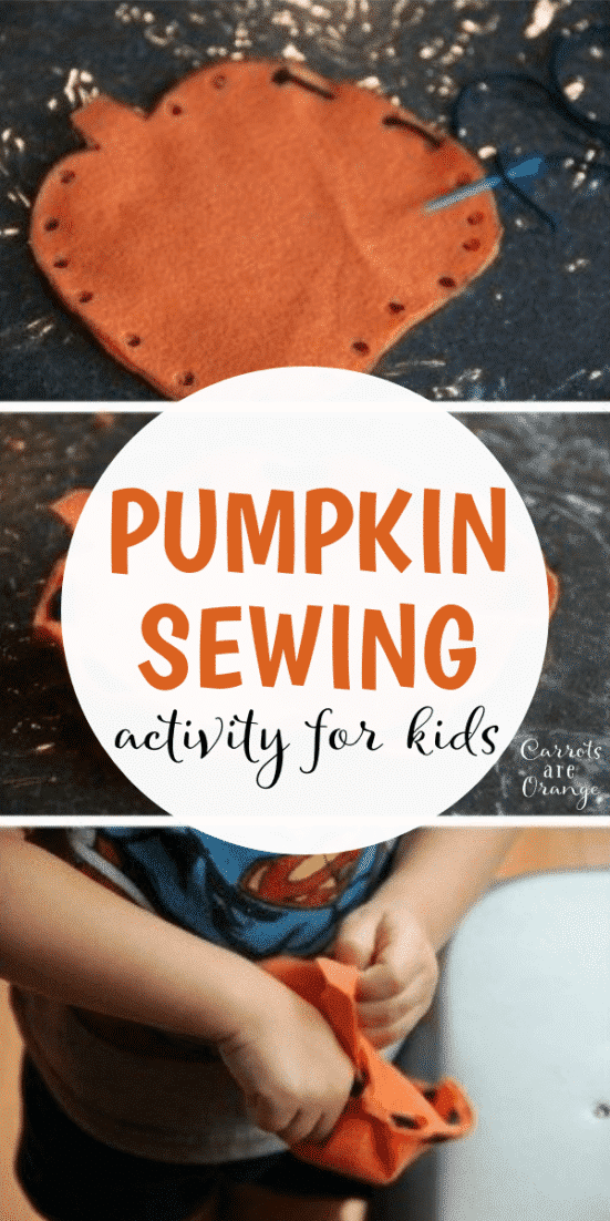 Fun Fall Themed Pumpkin Sewing Activity for Preschoolers