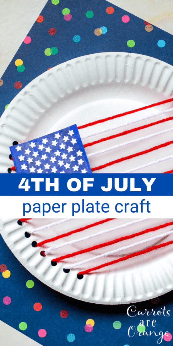 Easy Paper Plate American Flag Craft for July 4th [Fine Motor Activity]